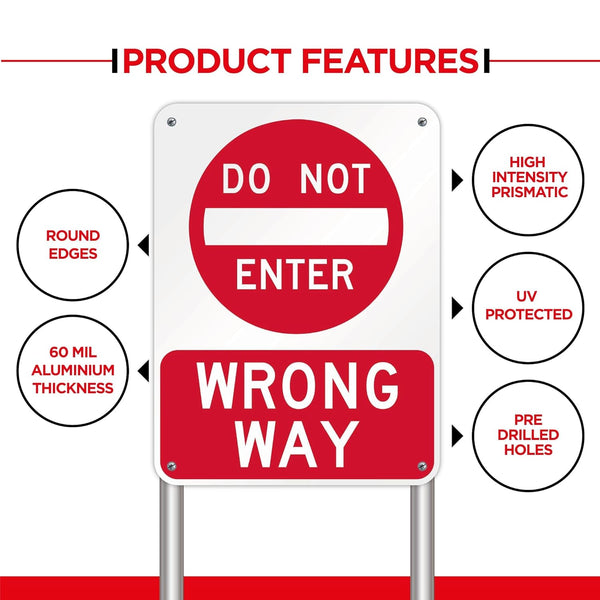 Do Not Enter Wrong Way Sign - 24x18 - 60 MIL – Olanzu